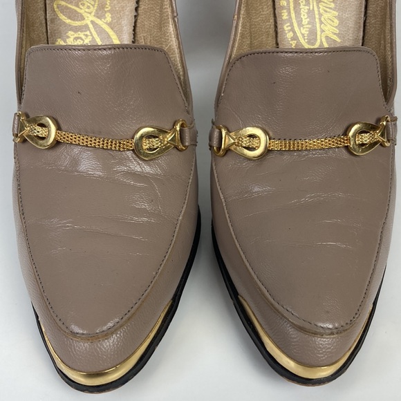 Johansen | Shoes | Vintage Johansen Taupe Horse Bit Loafer High Heel ...